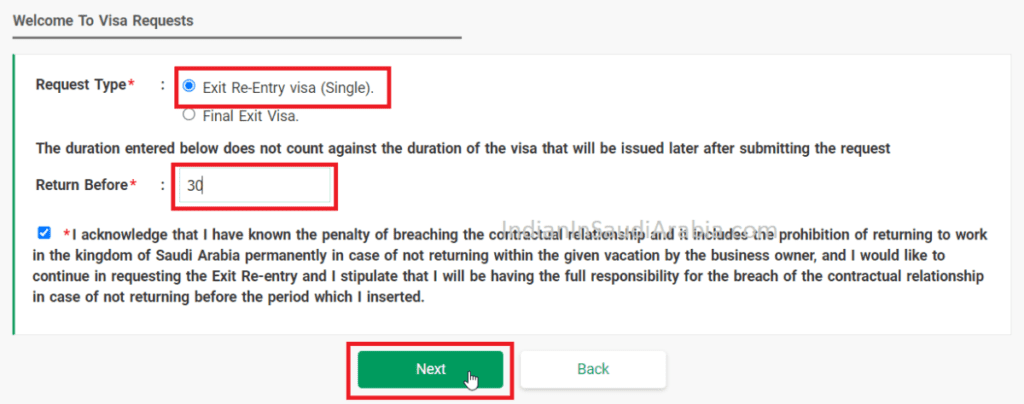 How To Apply Exit Re Entry Visa Online Via Absher - Indian In Saudi Arabia