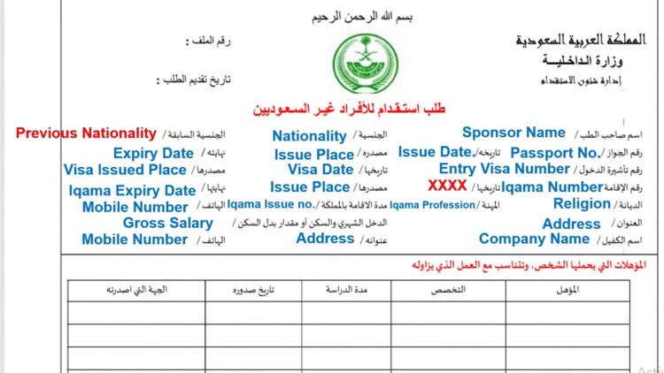 How To Fill Istiqdam Form For Permanent Family Visa In Saudi Arabia